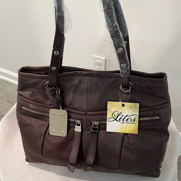 b. makowsky | Bags | Nwt B Makowsky Brown Leather Tote Bag | Poshmark